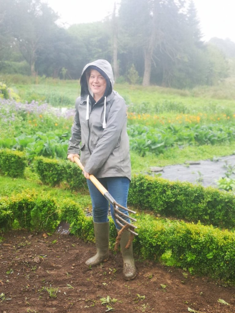 Julie digging up old horse shoes for Richard @CorrigansFood ...