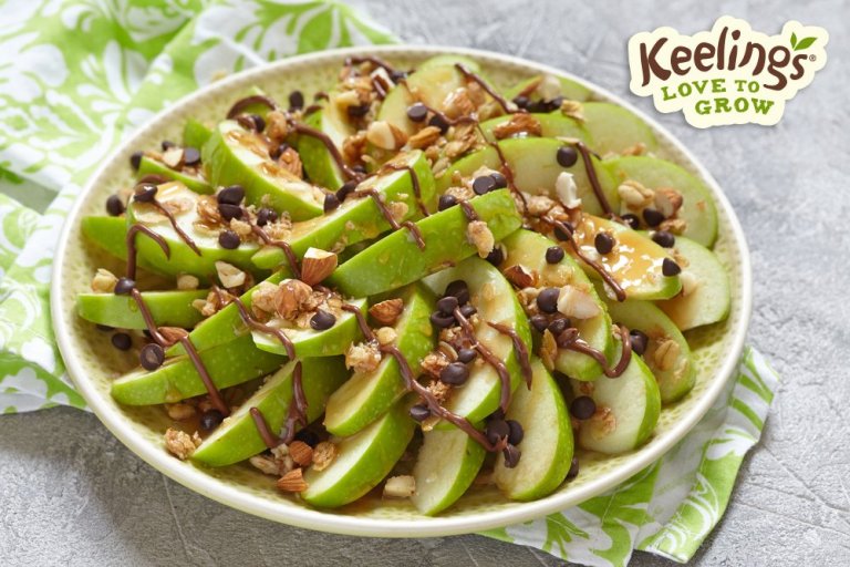 Apples, peanut butter, chocolate chips, granola and almonds for a super ...