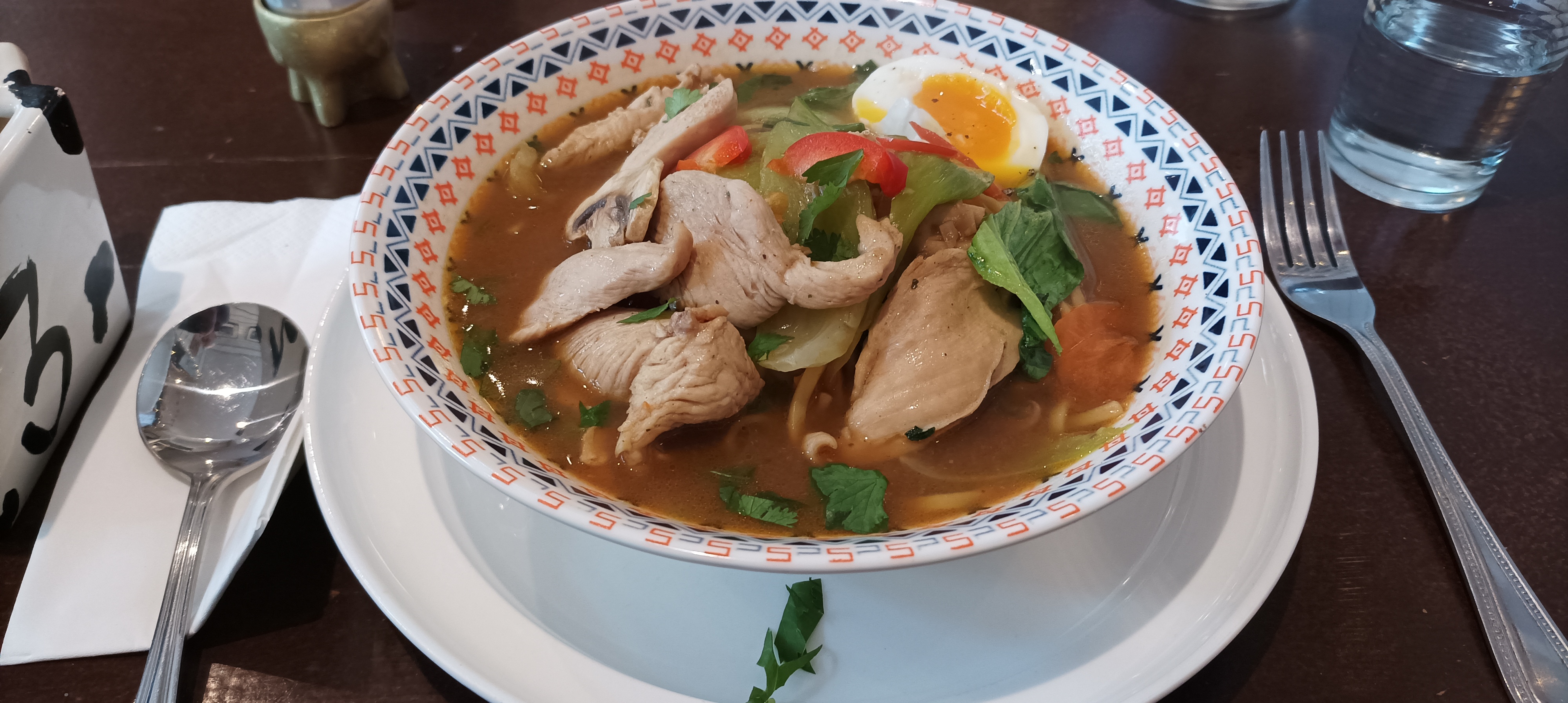 Homemade chicken ramen with noodles, fresh herbs and boiled egg 😋 ...